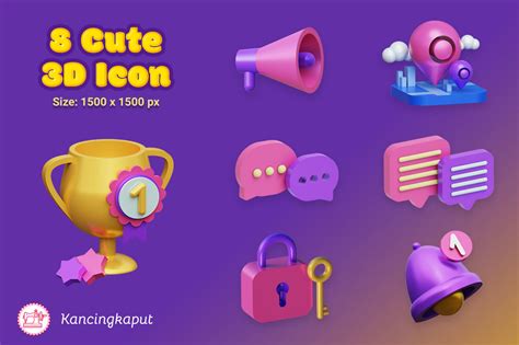 8 Cute 3d Icon Set Graphic By Matthewfariz · Creative Fabrica