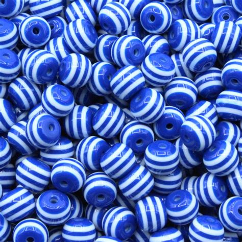 Striped Round Candy Bead 8mm Dark Blue Bead Trimming And Craft Co