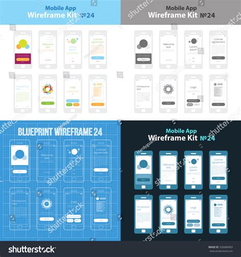 Mobile Wireframe App Ui Kit 24 Stock Vector Royalty Free 320680403