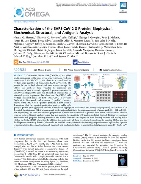Pdf Characterization Of The Sars Cov 2 S Protein Biophysical