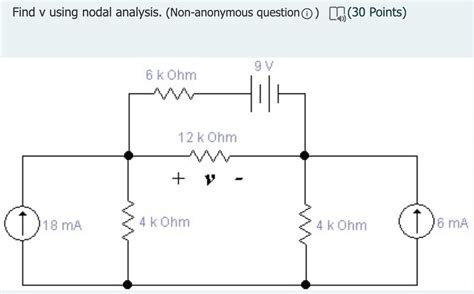 Solved Find V Using Nodal Analysis Non Anonymous Question
