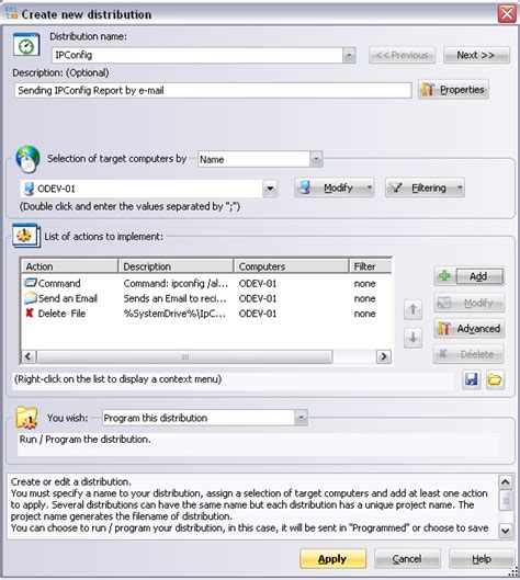 email action how to generate reports on each computer and send them