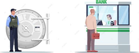 Set Of Semiflat Illustrations In Rgb Color For Depositing Vector Icon