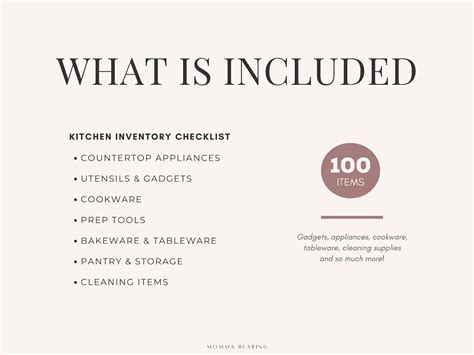 Kitchen Essentials Printable Checklist Kitchen Inventory Kitchen