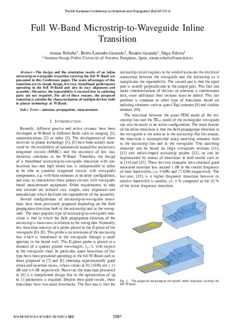 Pdf Full W Band Microstrip To Waveguide Inline Transition