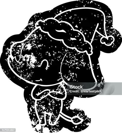 귀여운 기발한 만화 산타 모자를 쓴 코끼리의 고민 아이콘 귀여운에 대한 스톡 벡터 아트 및 기타 이미지 귀여운 그런지