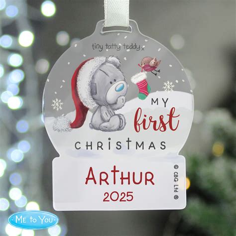 Buy Personalised First Christmas Tiny Tatty Teddy Acrylic Decoration
