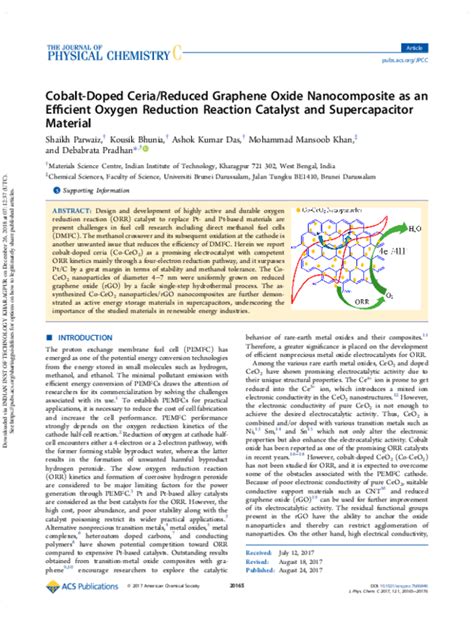 Pdf Cobalt Doped Ceriareduced Graphene Oxide Nanocomposite As An Efficient Oxygen Reduction
