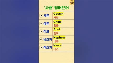 사촌 영어단어로 알아두세요 매일 5개 한눈에 저절로 암기 Youtube