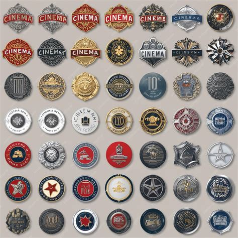 Vintage Cinema Emblems A Collection Of Retro Film Badges Premium Ai