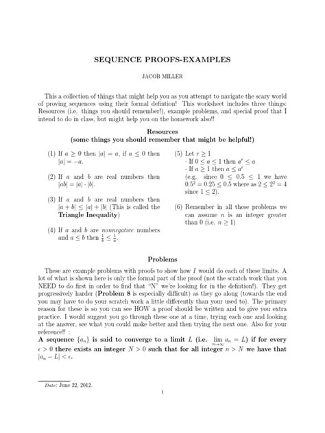 Sequence And Proofs Pdf Sequence Mathematical Proof