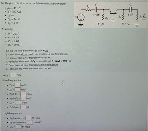 Solved For The Given Circuit Assume The Following Circuit Chegg
