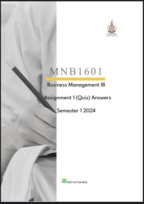 Mnb1601 Assignment 01 Solutionssemester 1 2024 Studypass