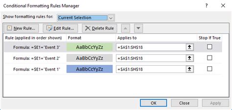 Excel Conditional Formatting Multiple Rulesrows Stack Overflow