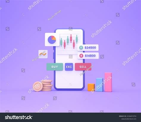 3d Render Trading Platform Website Smartphone Stock Illustration
