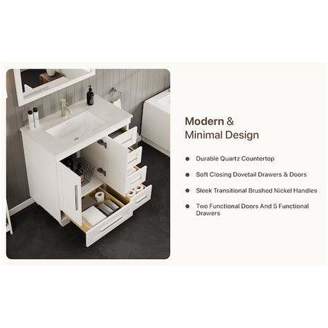 Eviva Loon 30 In White Undermount Single Sink Bathroom Vanity With