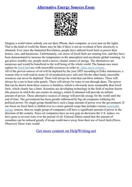 Alternative Energy Essay Pdf