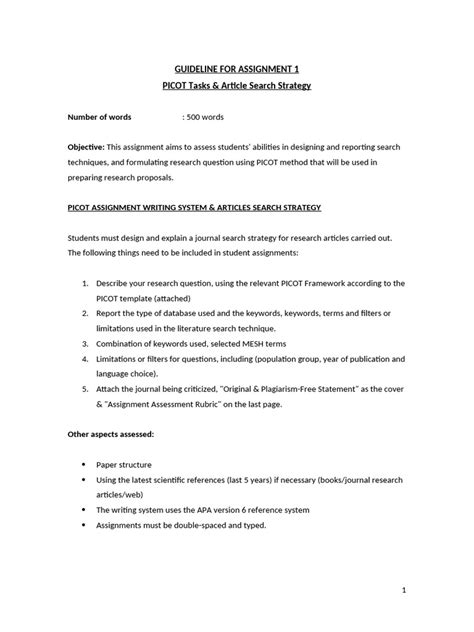 Assignment 1 Picot Pdf