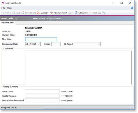 Exo Fixed Assets Help Revaluing An Asset