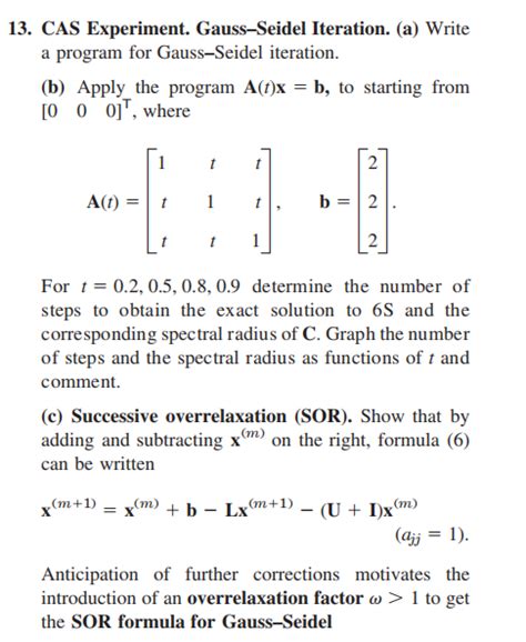 cas experiment gauss seidel iteration a ﻿write a