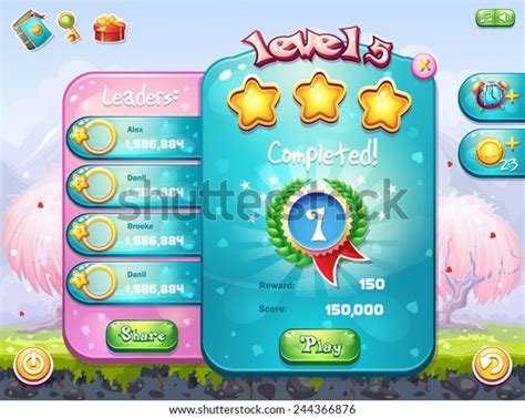 Example Game Window Completion Level Computer Stock Vector Royalty