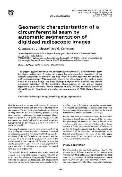 Pdf Geometric Characterization Of A Circumferential Seam By Automatic