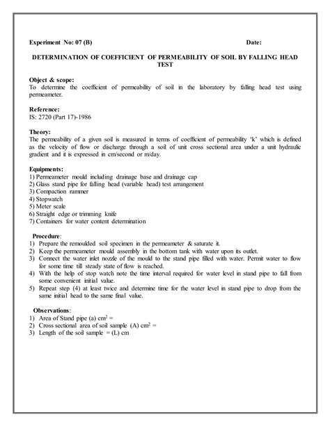 Ex 7 B Permeability By Variable Head Docx