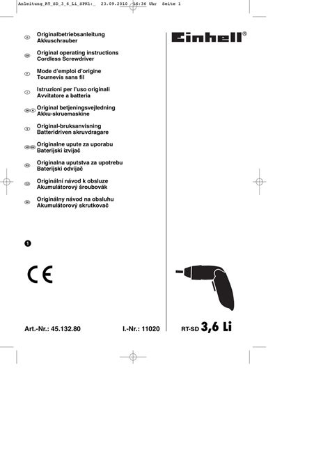 Einhell Rt Sd 3 6 Li Original Operating Instructions Pdf Download Manualslib