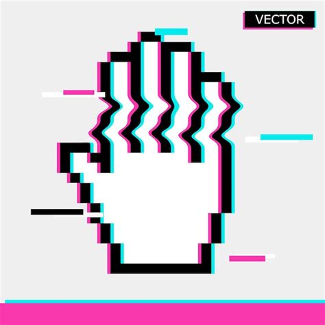 Premium Vector Pixel Mouse Hand Cursor Icon Sign Flat Style Design Vector Illustration