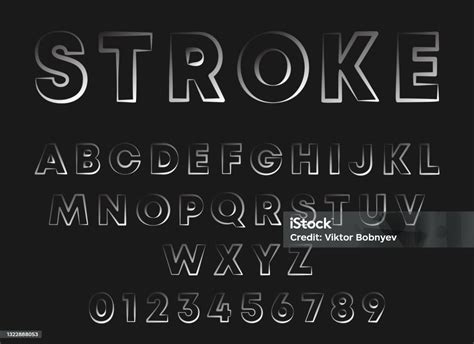 스트로크 라인 디자인 알파벳 너비가 다른 문자와 숫자 스탬프 스트로크 글꼴 템플릿입니다 벡터 일러스트레이션 컴퓨터 글자에 대한