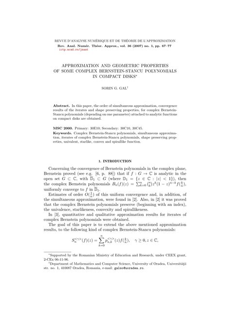 pdf approximation by complex bernstein stancu polynomials in compact
