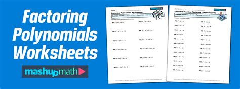 Factoring Polynomials Worksheet Library — Mashup Math