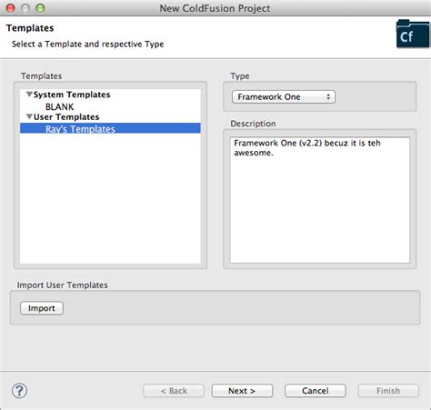 Using Project Templates In ColdFusion Builder