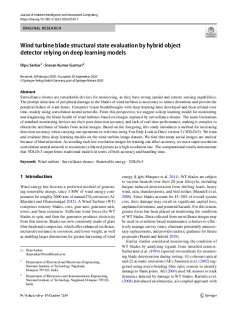 Pdf Wind Turbine Blade Structural State Evaluation By Hybrid Object Detector Relying On Deep