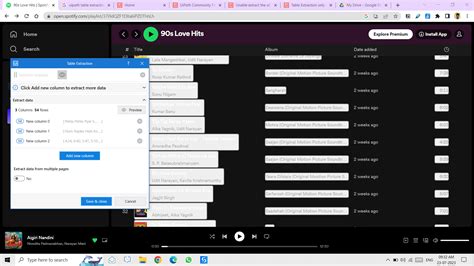 Unable To Extract All The Rows Using Data Scraping Table From Spotify