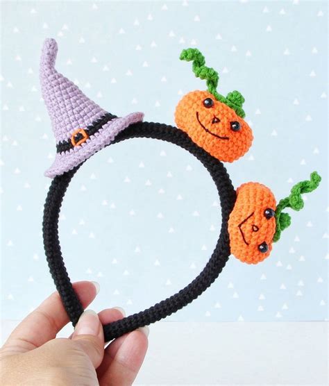 Crochet Halloween Headband With Witch Hat