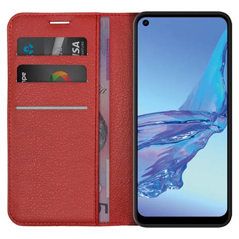 Leather Wallet Case For Oppo A S Red