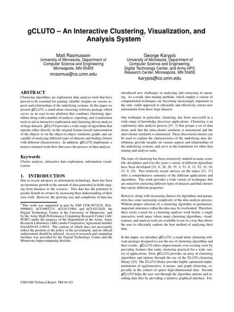 Gcluto An Interactive Clustering Visualization And Analysis System