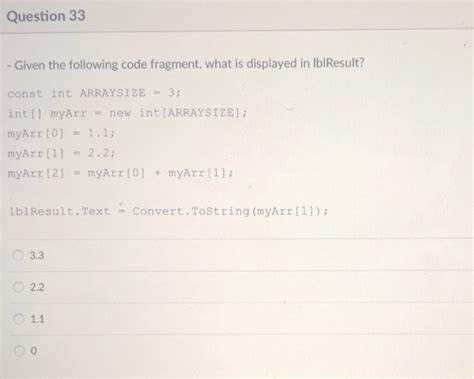 Question 31 Given The Following Code Fragment What Value Is Contained