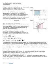 Understanding Work And Energy AP Physics 1 Unit 4 Textbook Course Hero
