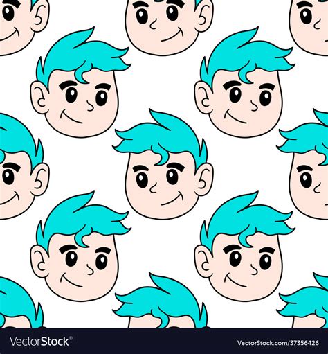 Cute Cool Handsome Boy Seamless Pattern Textile Vector Image