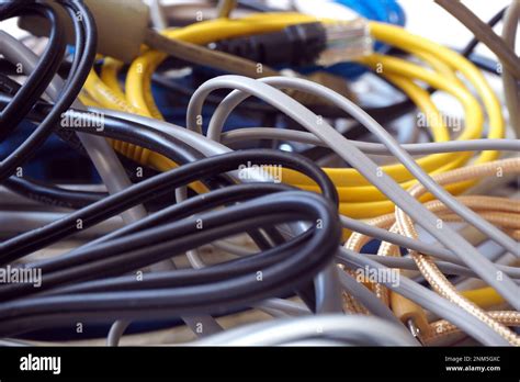 Abstract Communication Cables Background Messy Various Cables Stock