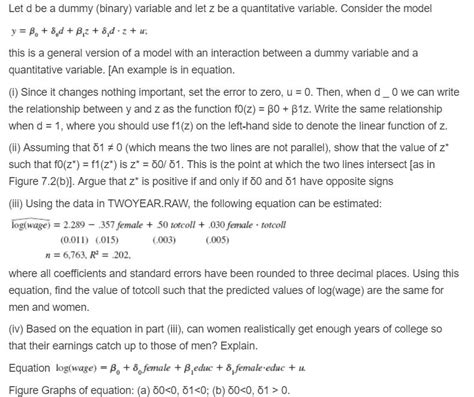 Solved Let D Be A Dummy Binary Variable And Let Z Be A Chegg Com