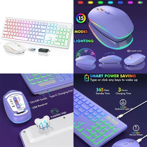 Zngpng Bow 24g Wireless Keyboard Mouse Combo Rgb Backlit Rechargeable