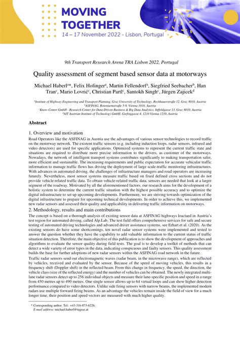 Pdf Quality Assessment Of Segment Based Sensor Data At Motorways