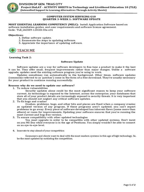 Revised Tle As Css10 Q3 Wk2 School Based Lecture Pdf Software