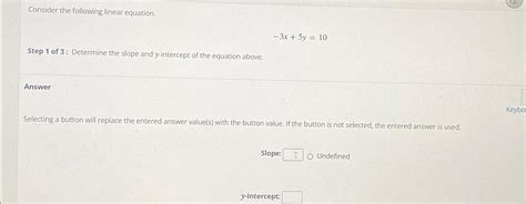 Solved Consider The Following Linear Equation 3x 5y 10step