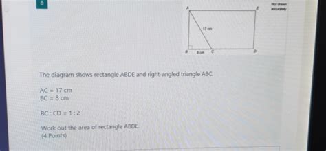 Solved The Diagram Shows Rectangle ABDE And Right Angled Triangle ABC AC Cm BC Cm BC CD