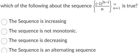solved which of the following about the sequence