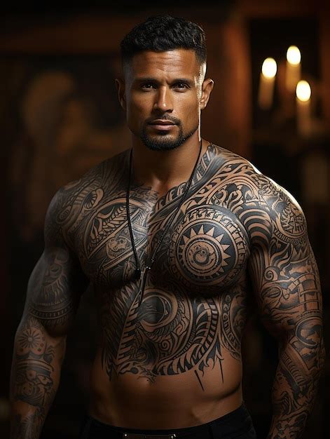 Polynesian Tribal Sleeve Tropical Paradise Premium Ai Generated Image